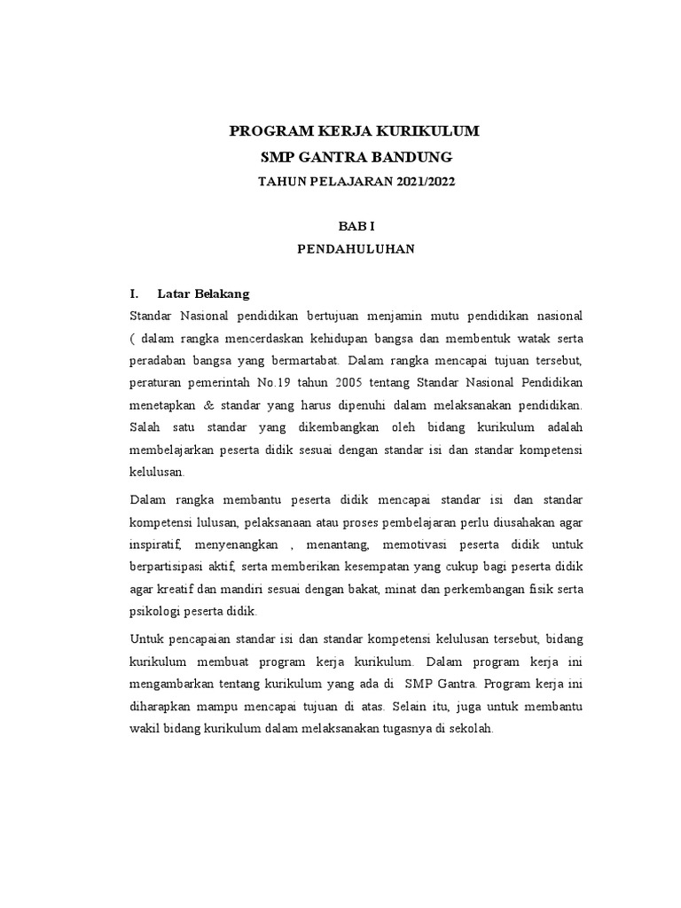 Program Kerja Waka Kurikulum SMP Intan | PDF | Karier & Perkembangan