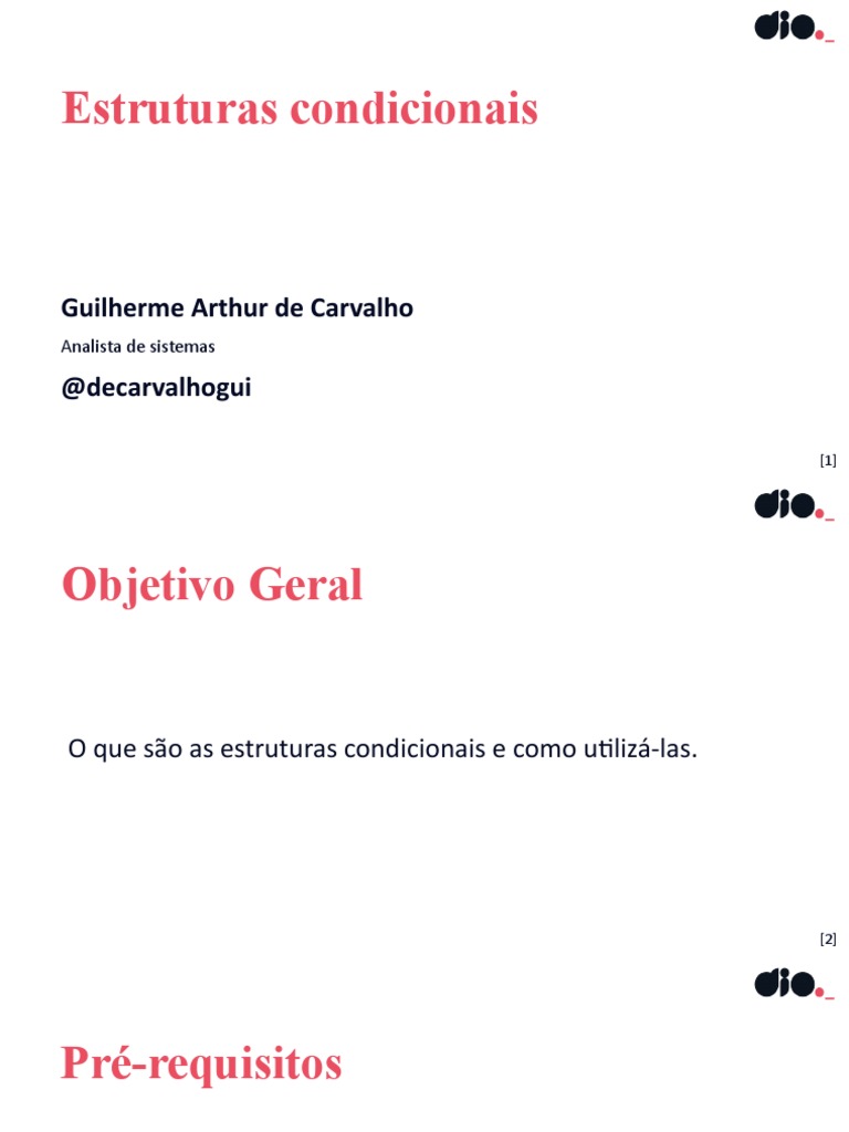 16 - (Dio) Estruturas Condicionais | PDF | Controle de fluxo | Desenvolvimento de software