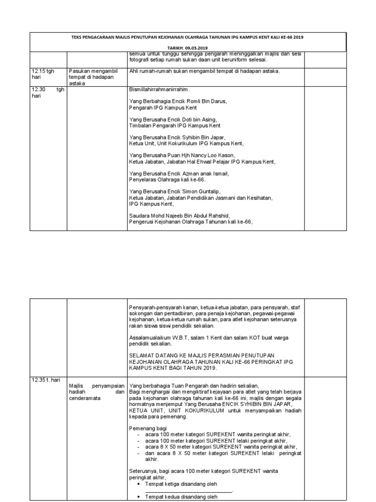 Majlis Penutup Kot | PDF