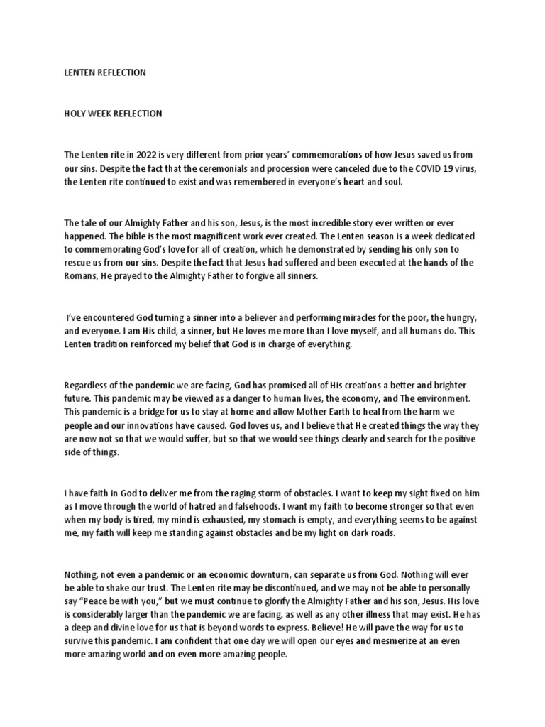 Lenten Reflection | PDF | God | Jesus