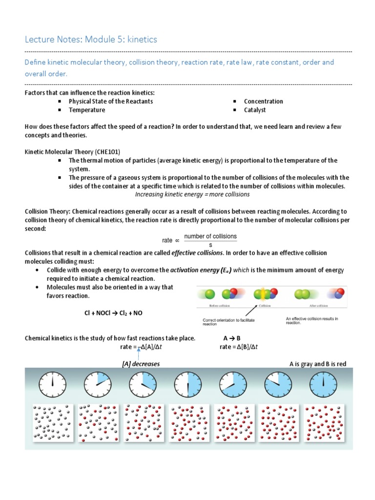 Lecture Notes Module 5 Kinetics Pdf Reaction Rate Chemical Kinetics 