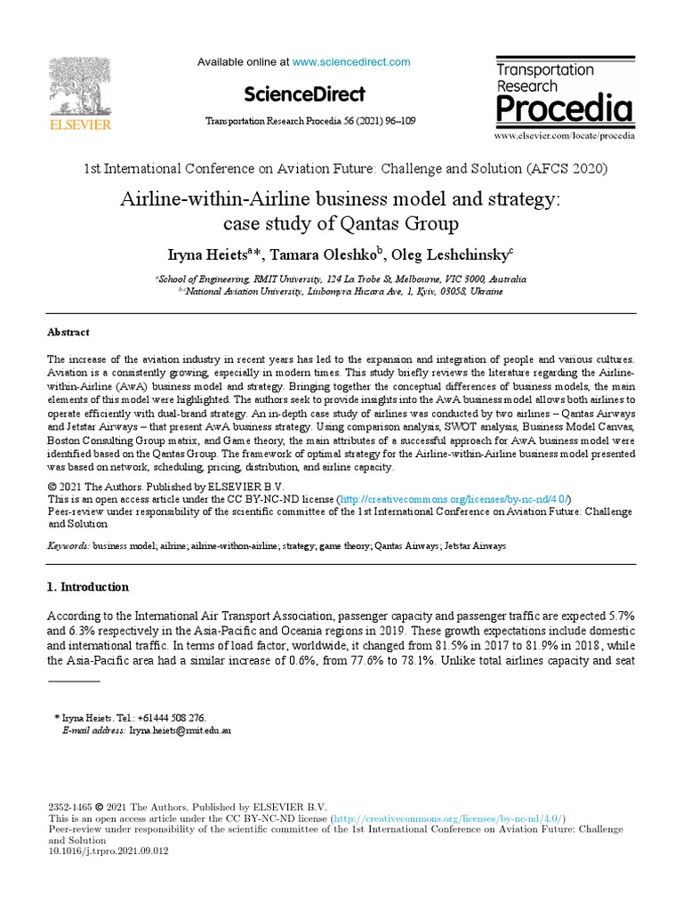 Airline Within Airline Business Model and Strategy - 2021 ...