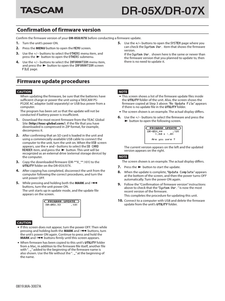 DR 05X - 07X - How To Update | PDF | Computer File | Usb