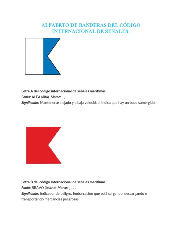 Banderas Del Código Internacional de Señales Nauticas | PDF | Buques ...