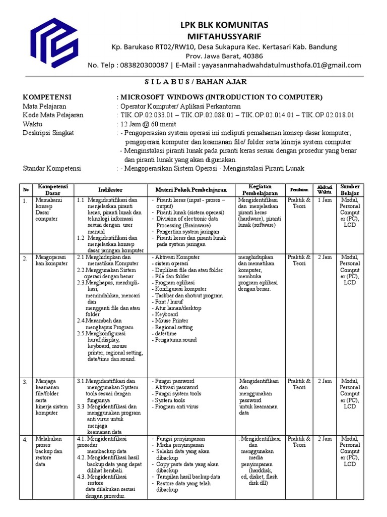 Silabus-Komputer-New | PDF