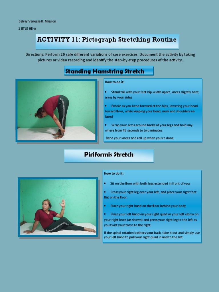 Activity 11, Pictograph Stretching Routine Mission Celray Vanessa | Download Free PDF | Foot ...