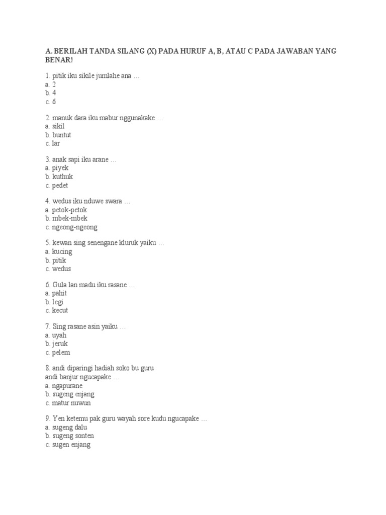 Soal Bahasa Daerah ABK | PDF