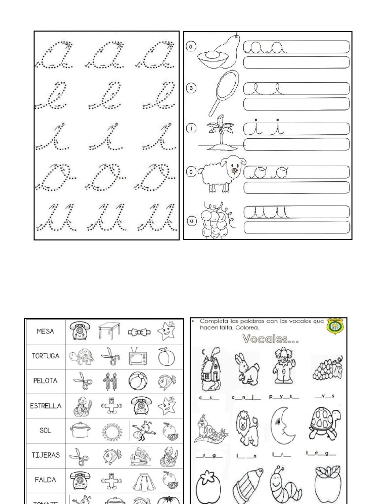 Fichas de Trabajo de Las Vocales | PDF