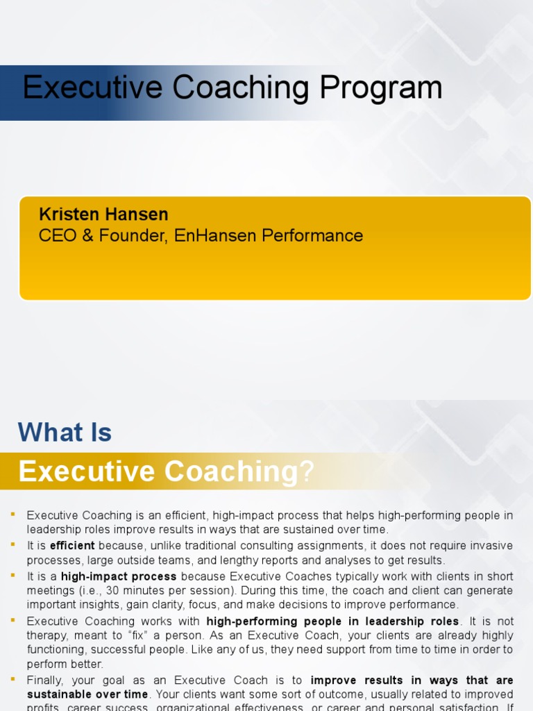 Executive Coaching Program | PDF | Leadership | Cognition