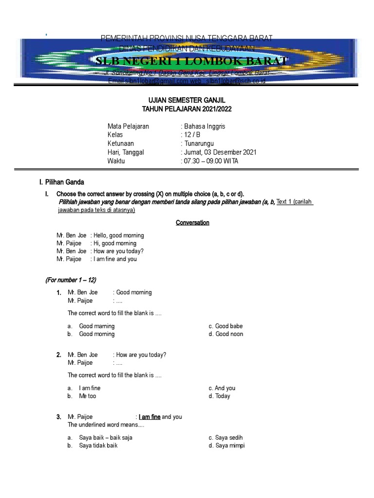 Bahasa Inggris SMALB | PDF