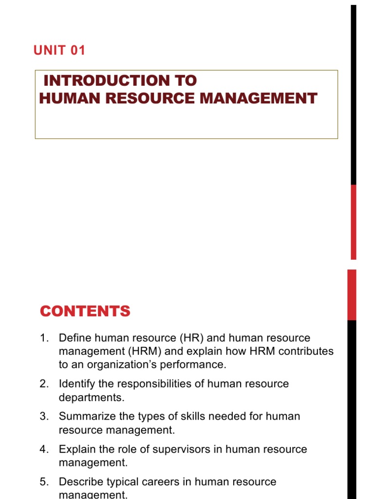 Unit01 - Introduction To HRM - Handout | PDF | Human Resource ...