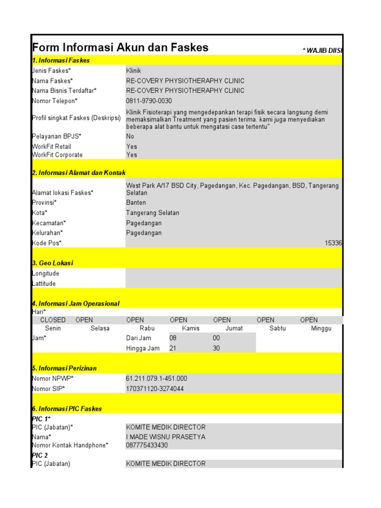 Form - Pendaftaran Klinik (V 1.2) | PDF