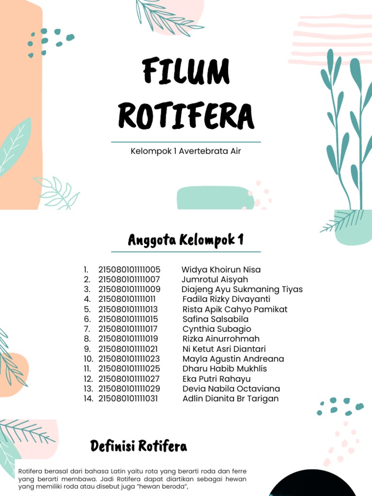 Ciri dan Klasifikasi Phylum Rotifera | PDF