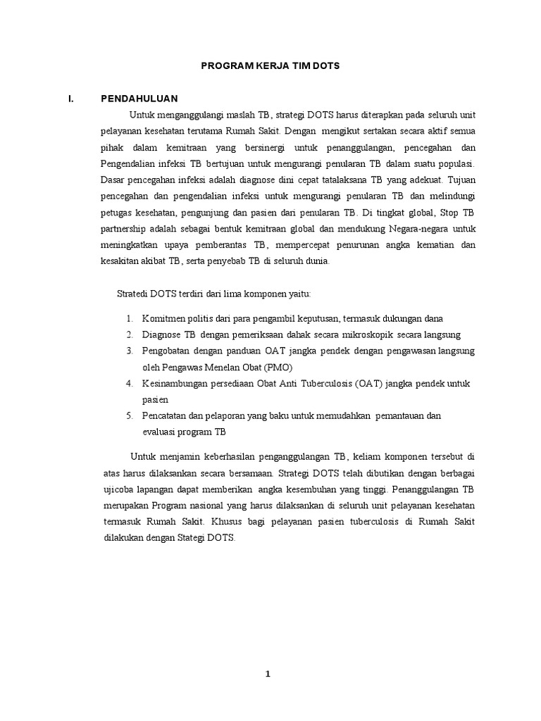 Program Kerja Tim DOTS Rumah Sakit Kencana Serang untuk Meningkatkan ...