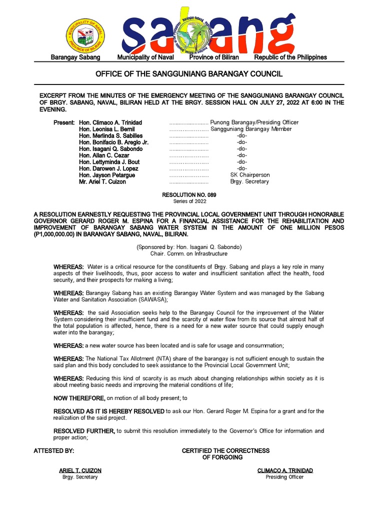 Resolution Requesting Water System 1m Pdf Hydraulic Engineering Water Management