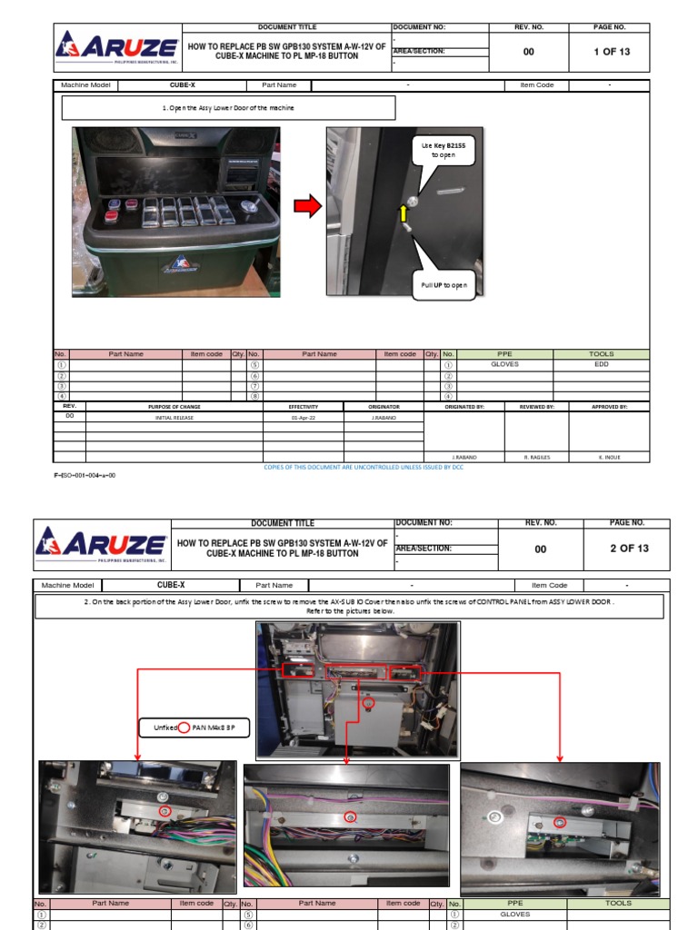 How To Replace PB SW Gpb130 System A-W-12v of Cube-X Machine To PL Mp ...