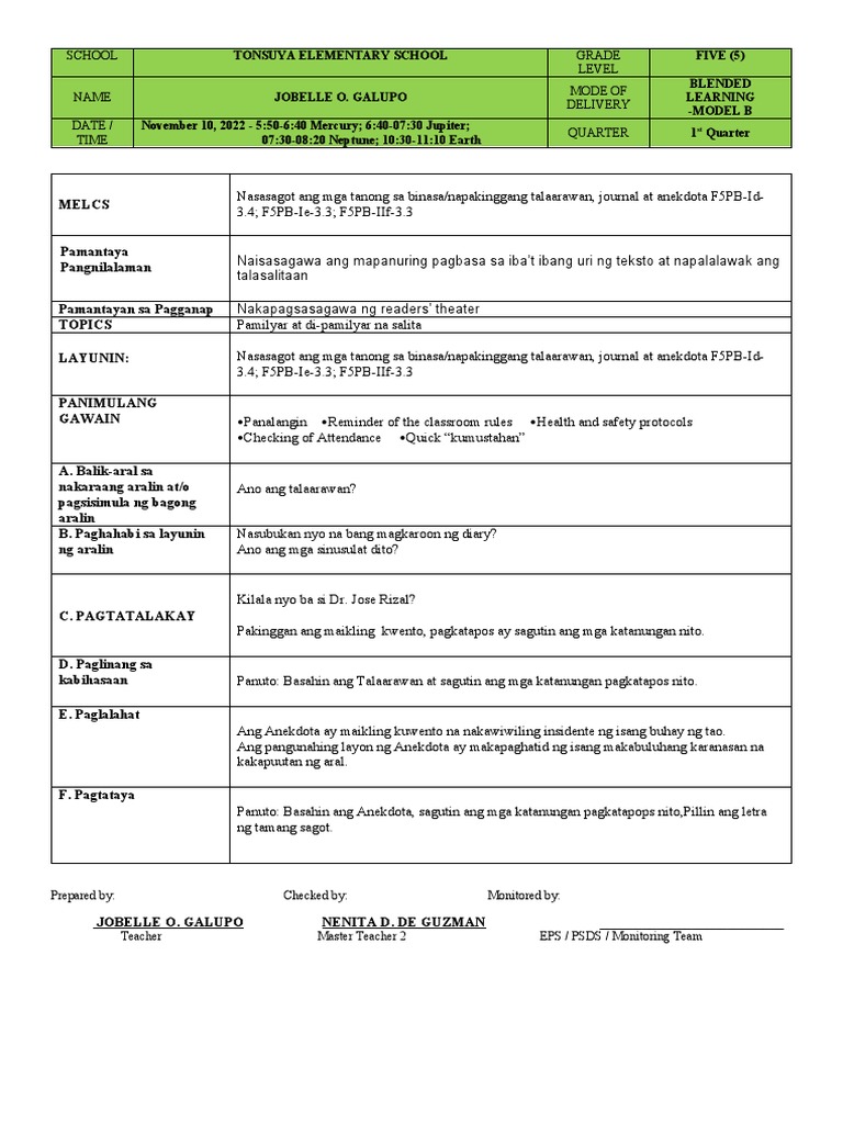 Filipino 5 - Week 1 Quarter2 | PDF