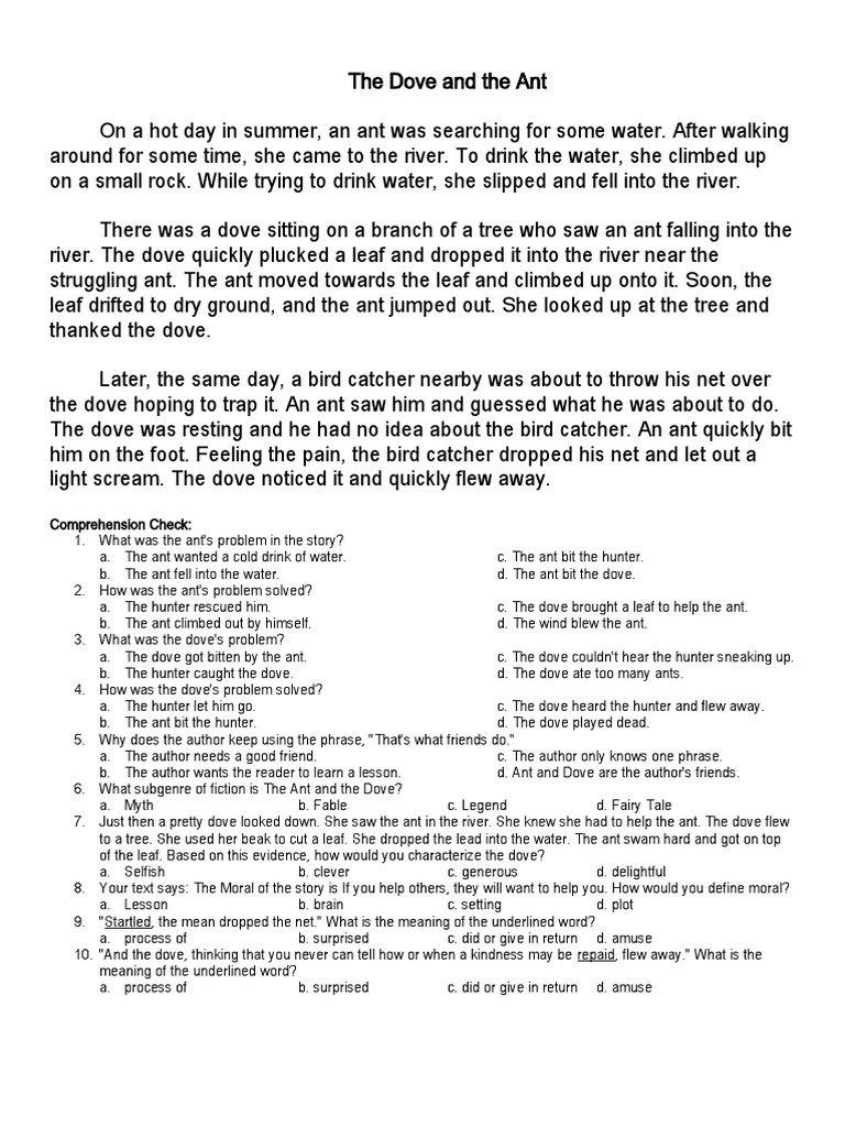 The Dove and The Ant | PDF