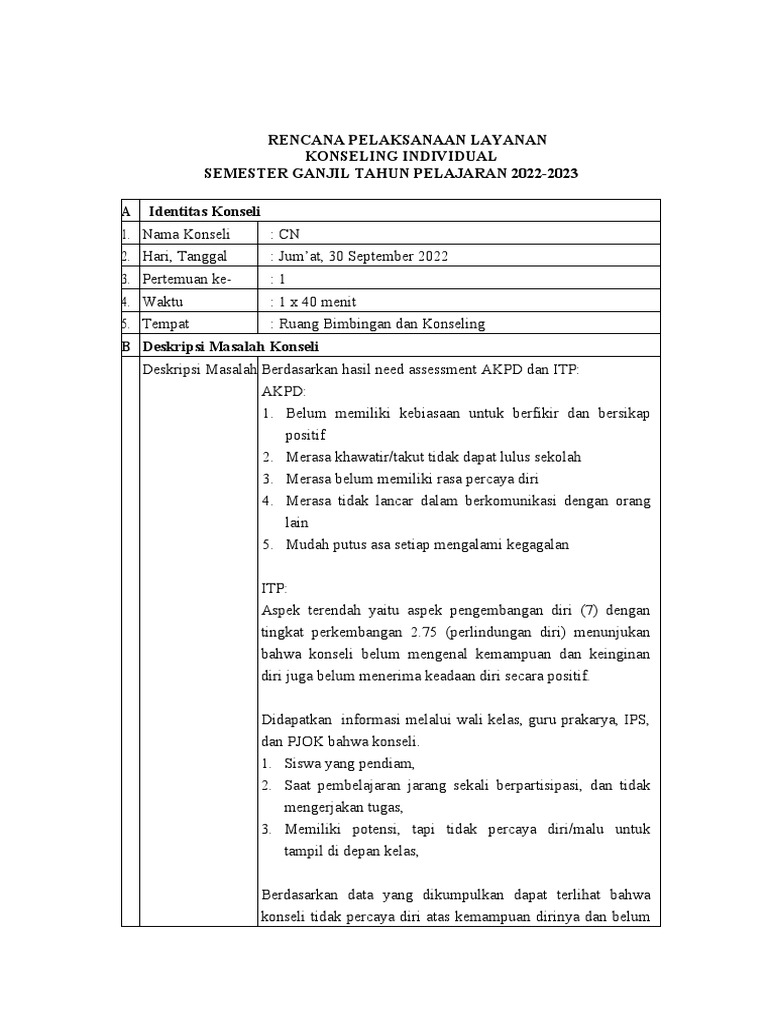RPL Konseling Individual | PDF