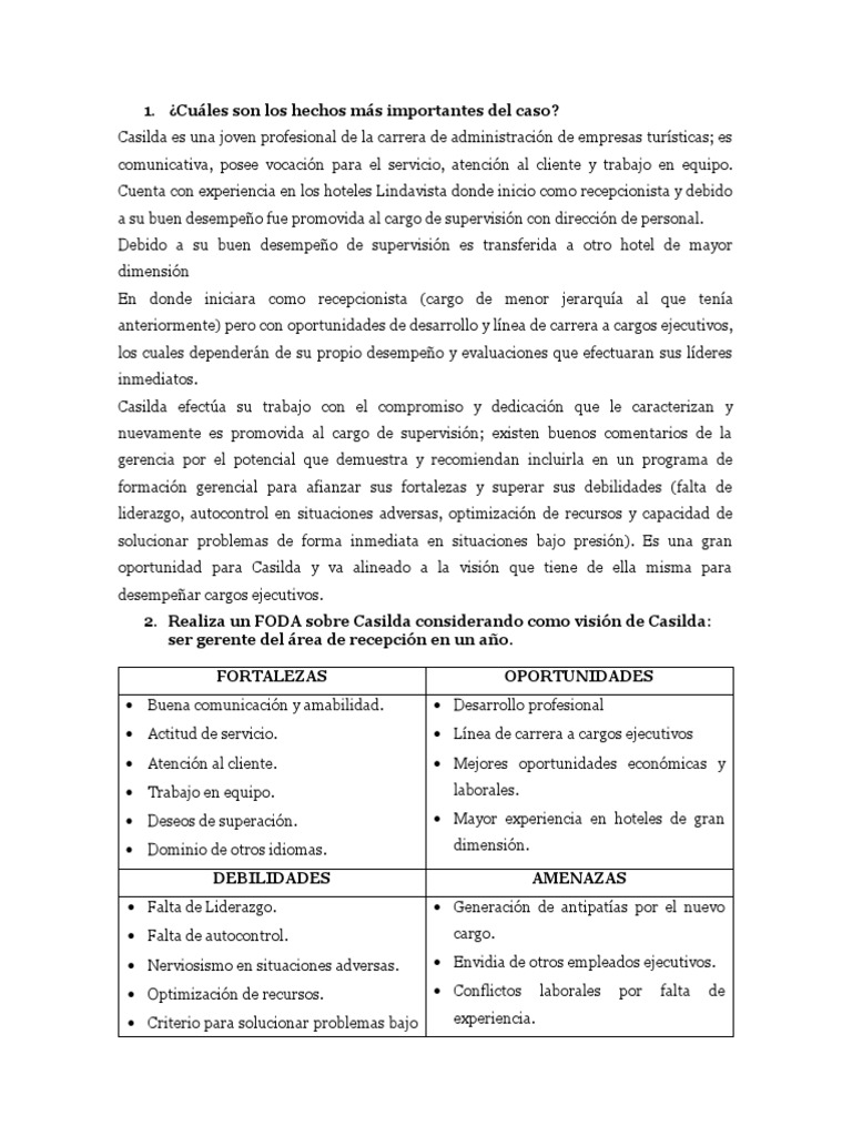 Caso de Estudio - Casilda | PDF | Análisis FODA | Máster en ...