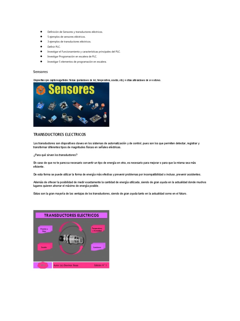 Definición y Ejemplos de Transductores | PDF | Controlador lógico ...