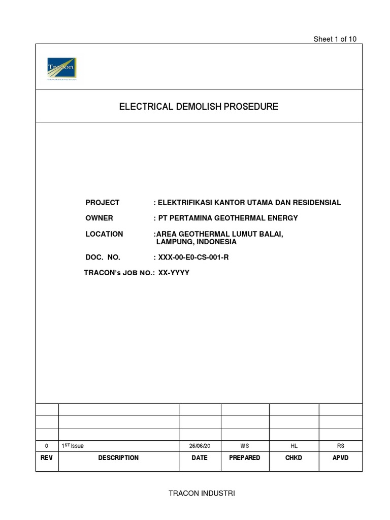 Electrical Demolish Prosedur R0 | PDF | Demolition | Recycling