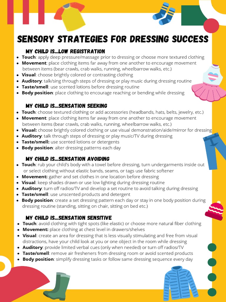 Sensory Strategies For Dressing Success | PDF | Sock | Senses