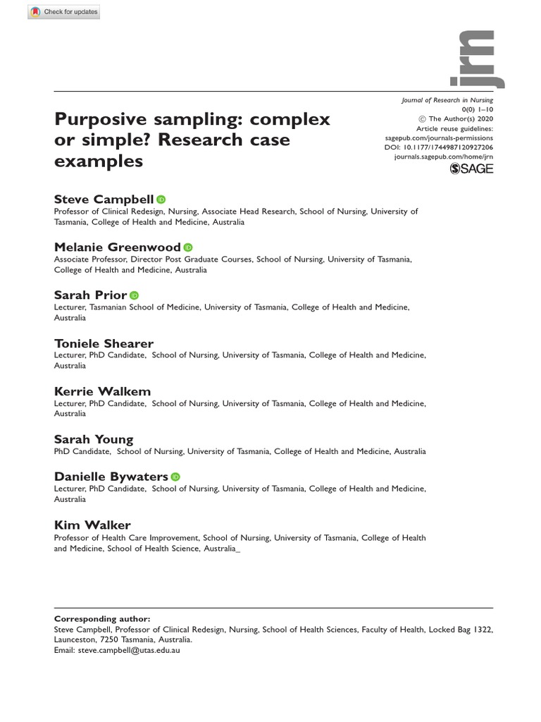 Campbell 2020 | PDF | Sampling (Statistics) | Nursing