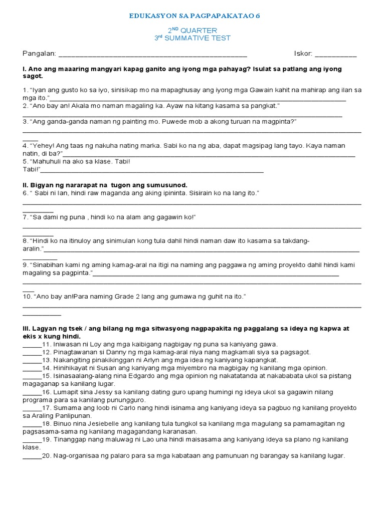 Esp Grade 6-ST3 - Q2 | PDF