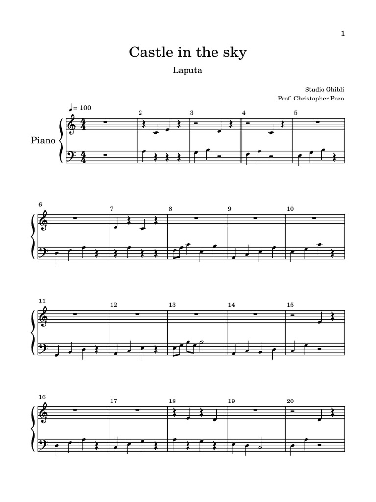 Castle in The Sky - Piano | PDF