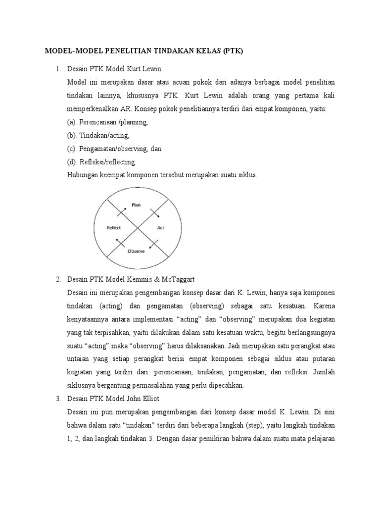 Model-Model Dan Langkah-Langkah PTK | PDF