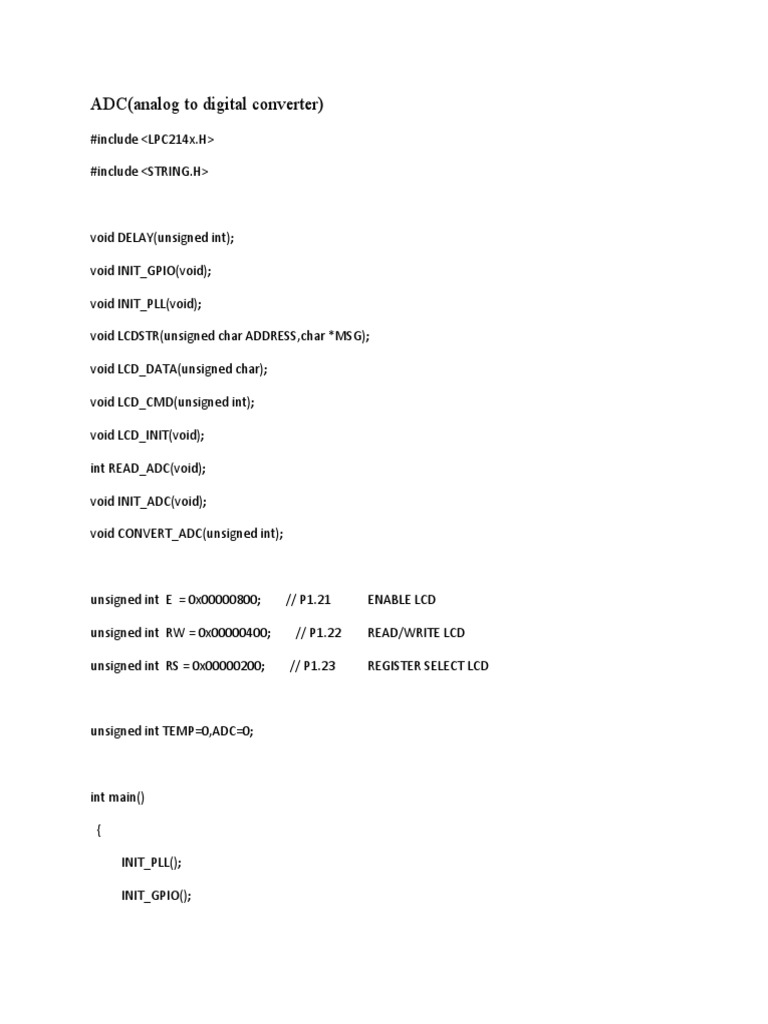 MC Program | PDF | Analog To Digital Converter | Computing