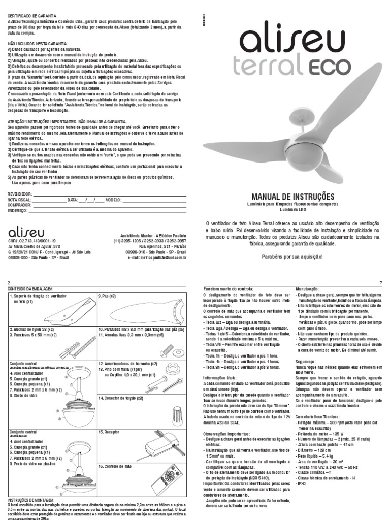 Manual Terral-ECO | PDF | Parafuso | Lâmpada incandescente