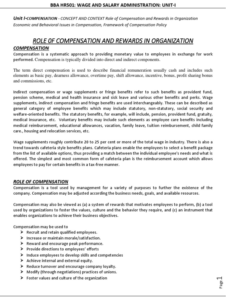 Wages and Salary Unit 1 | PDF | Cost Of Living | Employment