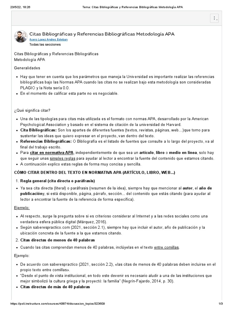 Citas Bibliográficas y Referencias Bibliográficas Metodología APA | PDF | Citación | Estilo apa