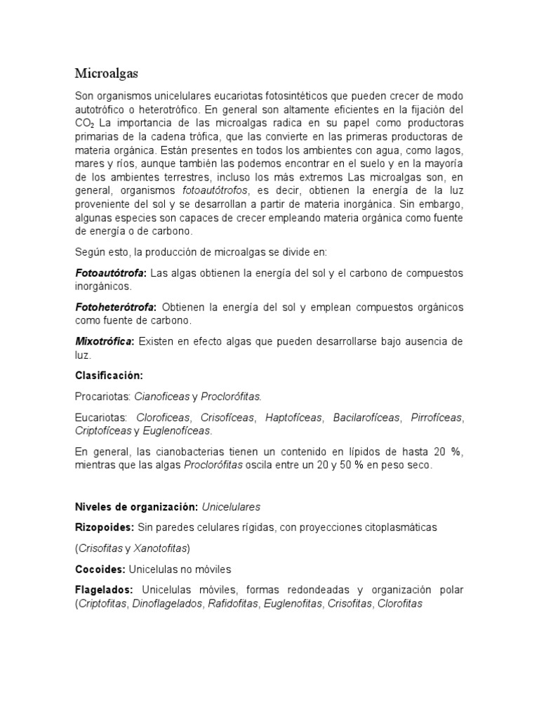 Microalgas | PDF | Algas | Cianobacterias