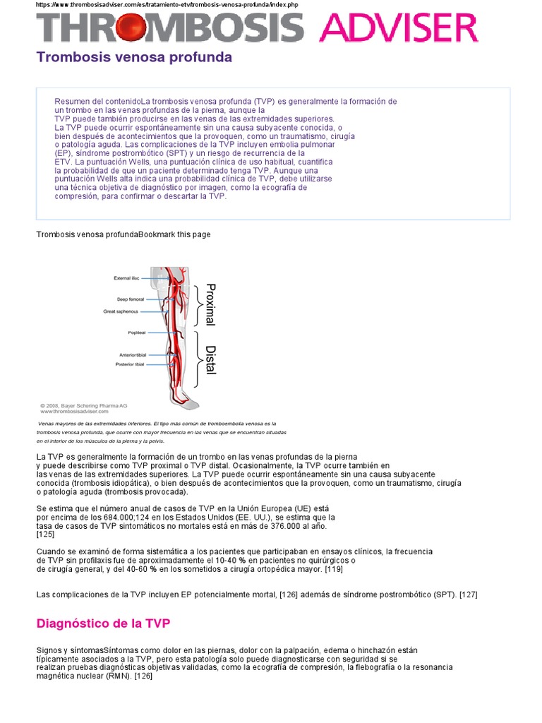 Trombosis Venosa Profunda: Diagnóstico de La TVP | PDF