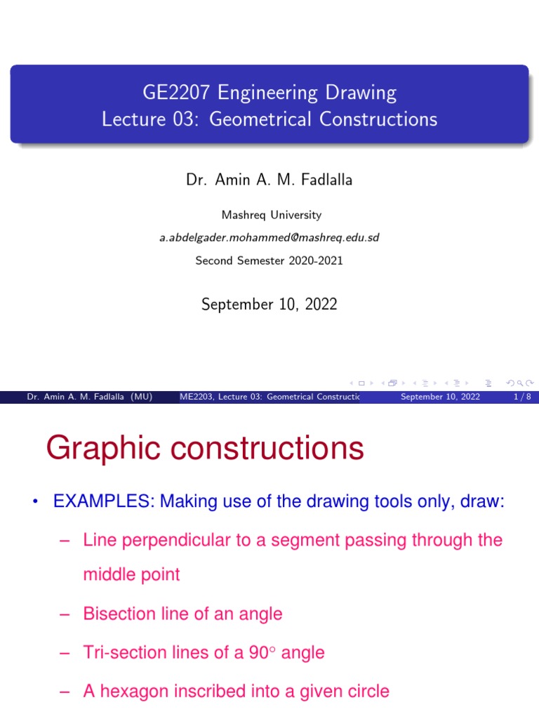Lecture#03 Geometrical Constructions | PDF | Circle | Perpendicular
