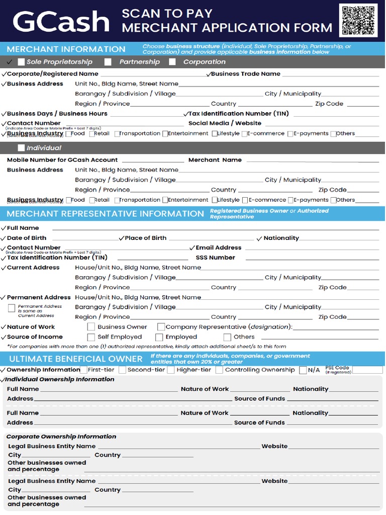 GCash Merchant Application Form v2 | PDF