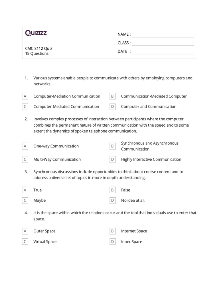 CMC Quiz | PDF | Computer Mediated Communication | Information Technology