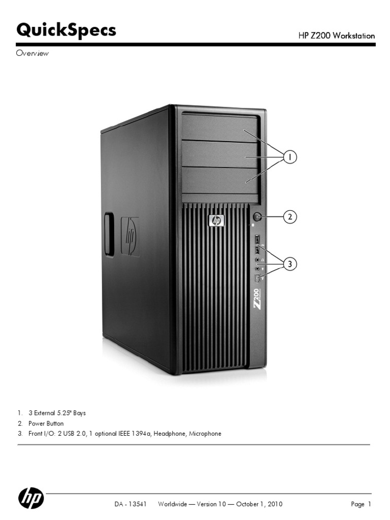 HP Z200 Tower Quickspecs Compeve | PDF | Computer Science | Computer Hardware