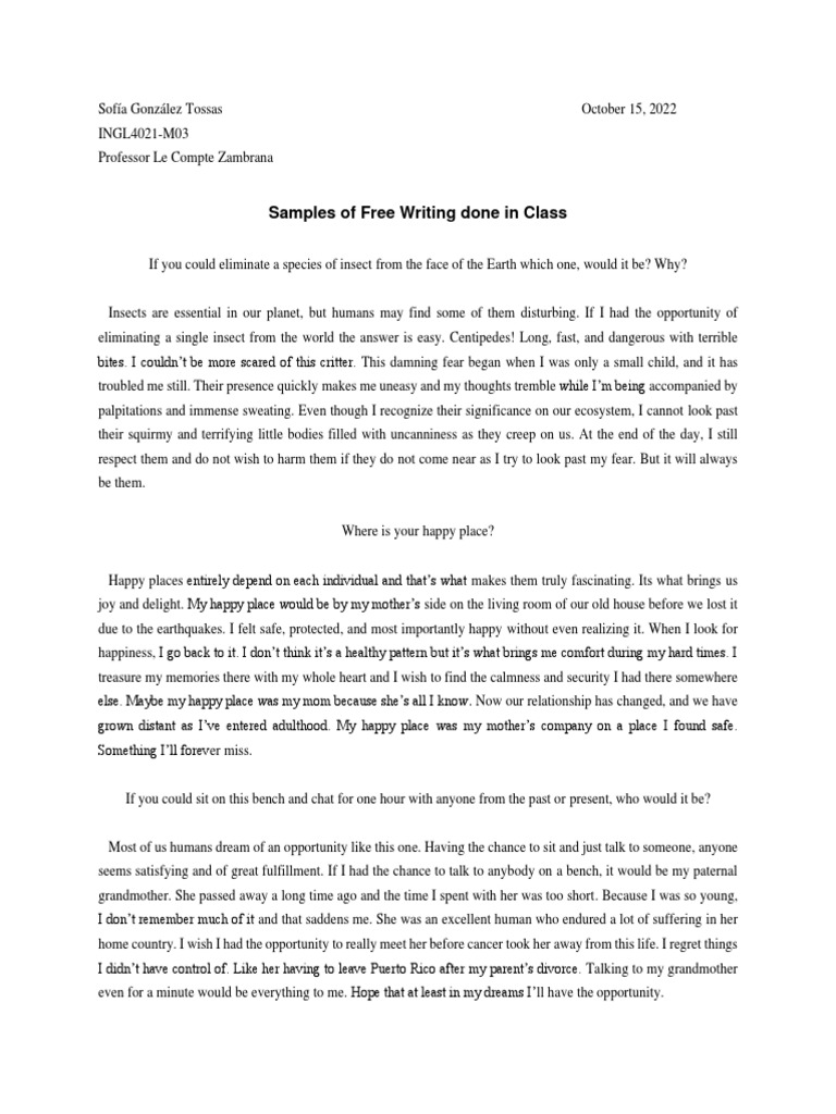 Free Writing | PDF