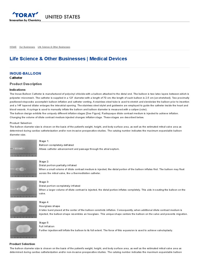 INOUE-BALLOON Catheter - TORAY | Download Free PDF | Catheter | Balloon