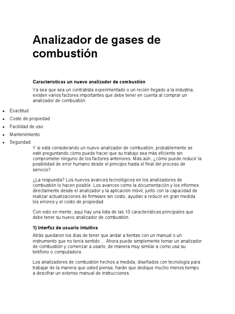 Analizador de Gases de Combustión | PDF | Gases | Chimenea