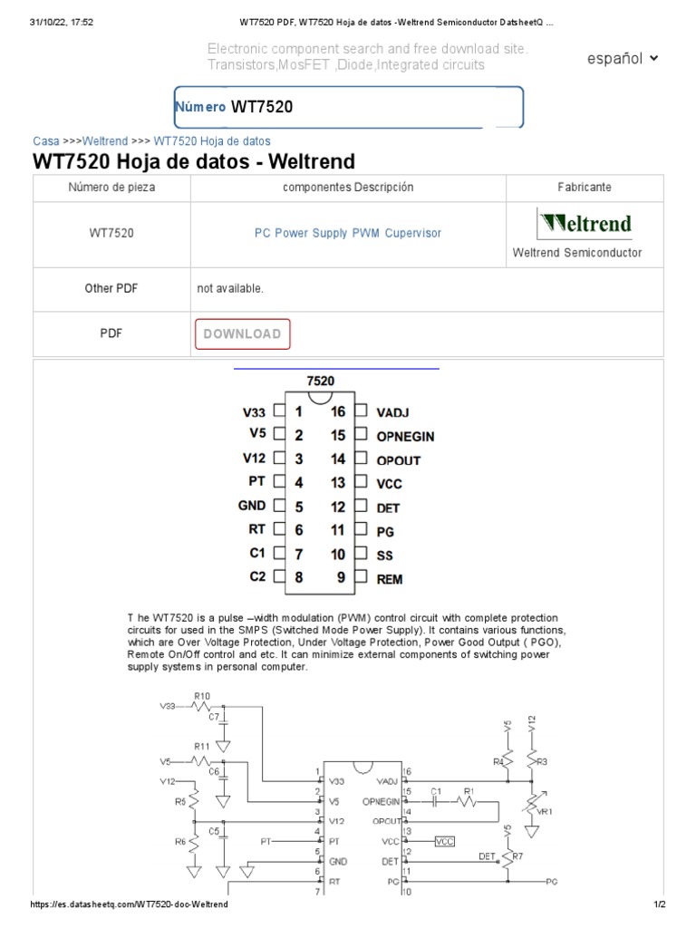 WT7520 PDF, WT7520 Hoja de Datos - Weltrend Semiconductor DatsheetQ ...