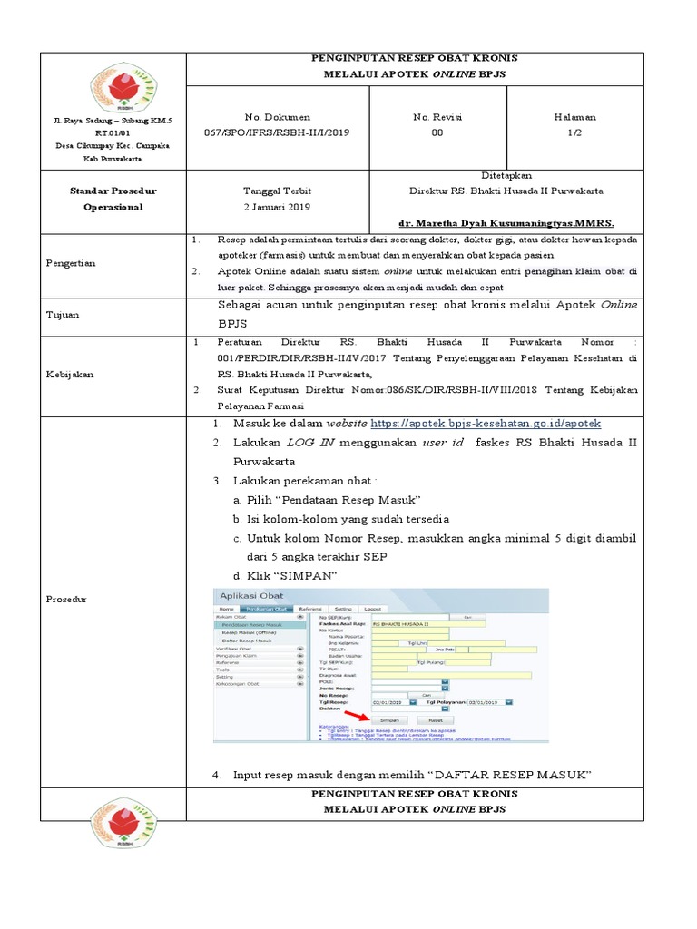 Spo 067 Penginputan Apotek Online Bpjs Pdf