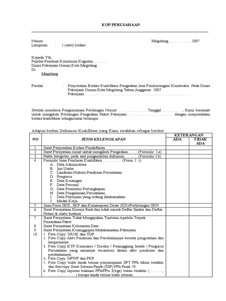 Dokumen Kualifikasi Word | PDF