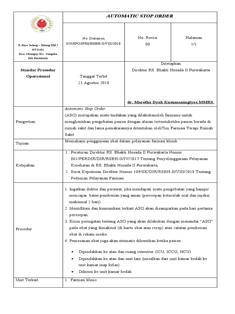 Spo 059 Automatic Stop Order | PDF