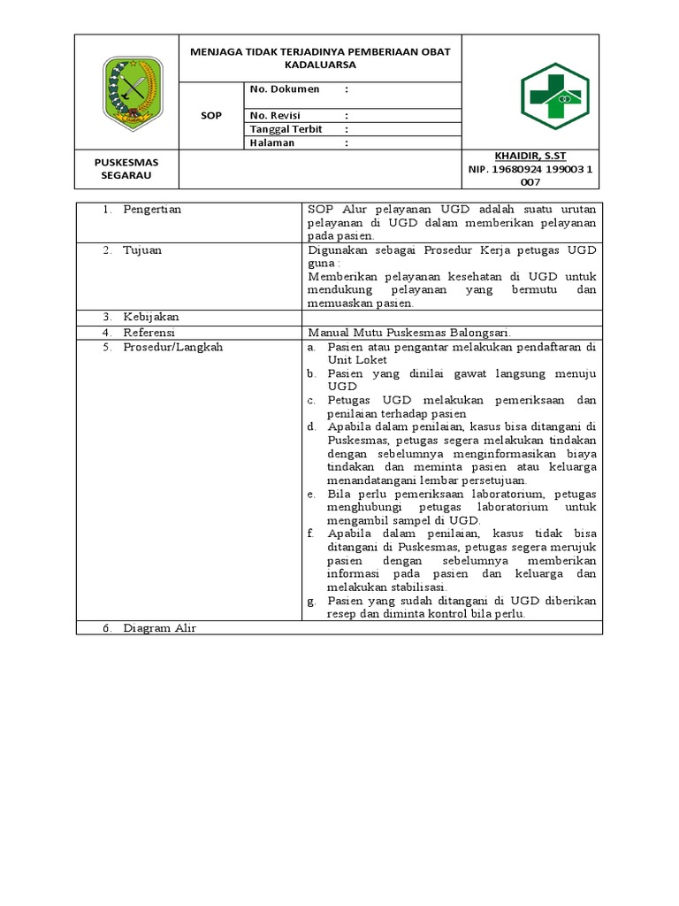 Sop Alur Pelayanan Ugd | PDF