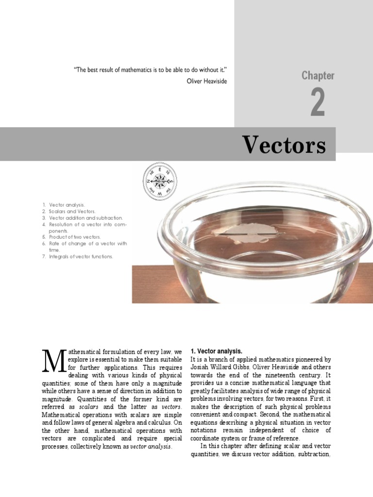 Vector Analysis An Introduction To Vectors Their Operations And
